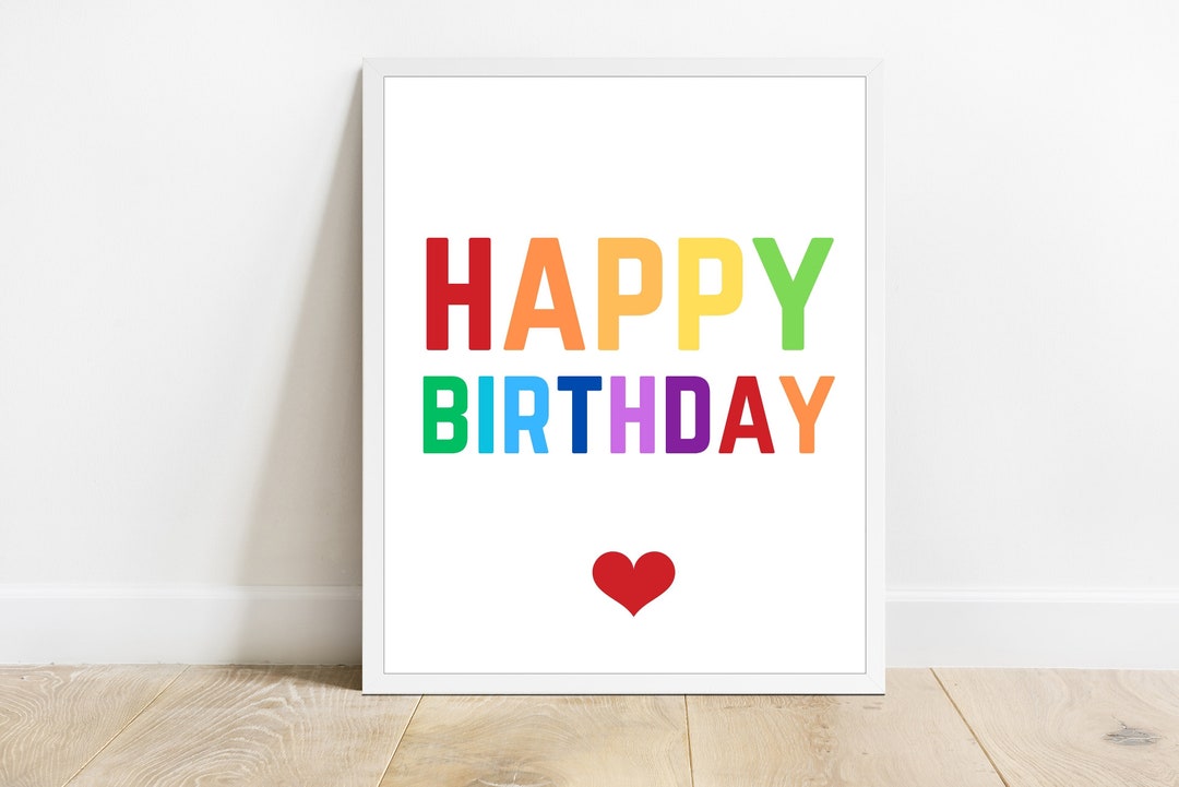 Happy Birthday Rainbow Printable Sign First Birthday Rainbow - Etsy