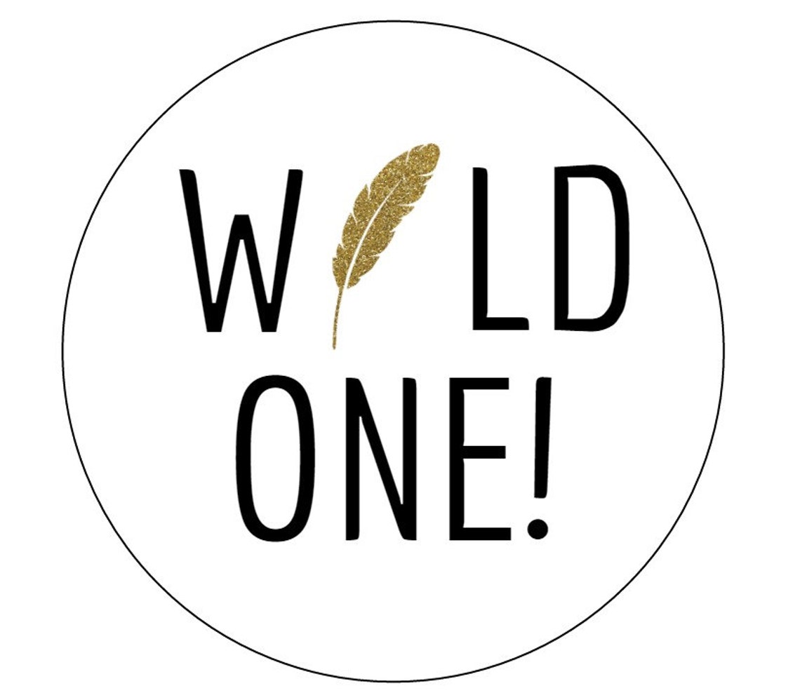 Wild One Stickers Gold Feather Birthday Labels Gold Theme | Etsy