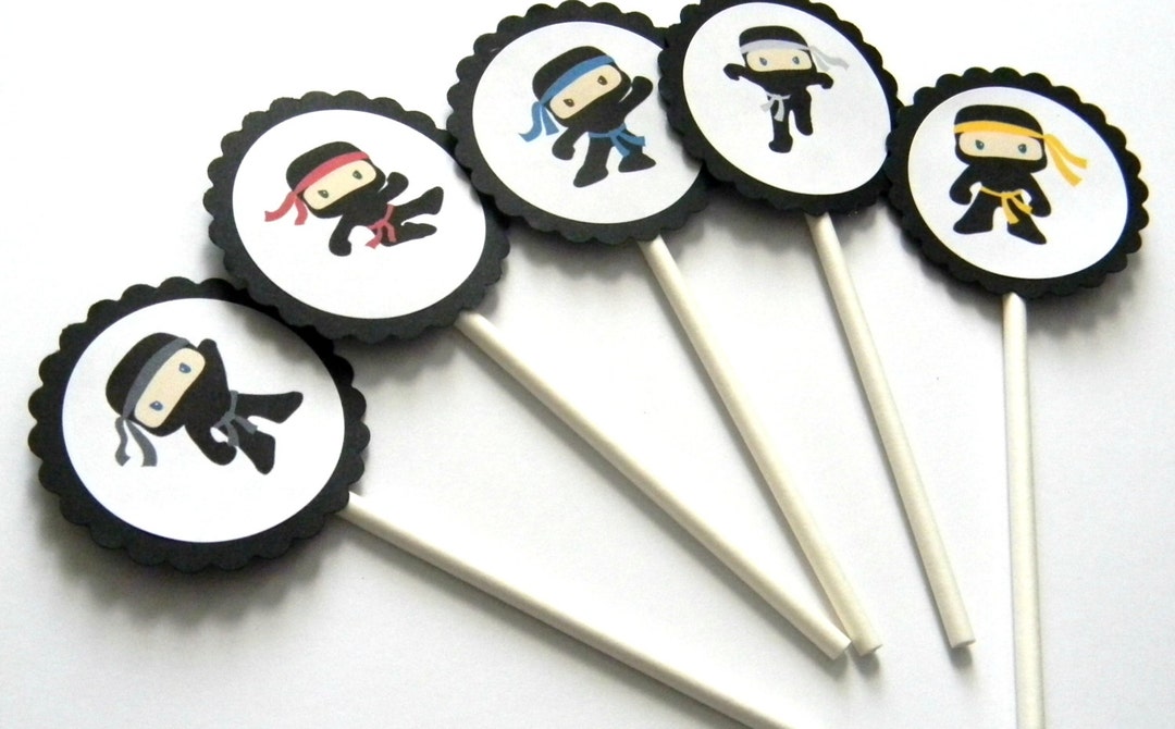12 Ninja Cupcake Toppers, Ninja Party, Boy Birthday, Ninja Birthday ...