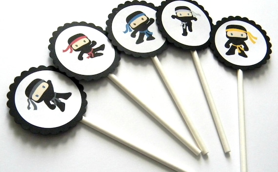 12 Ninja Cupcake Toppers, Ninja Party, Boy Birthday, Ninja Birthday ...
