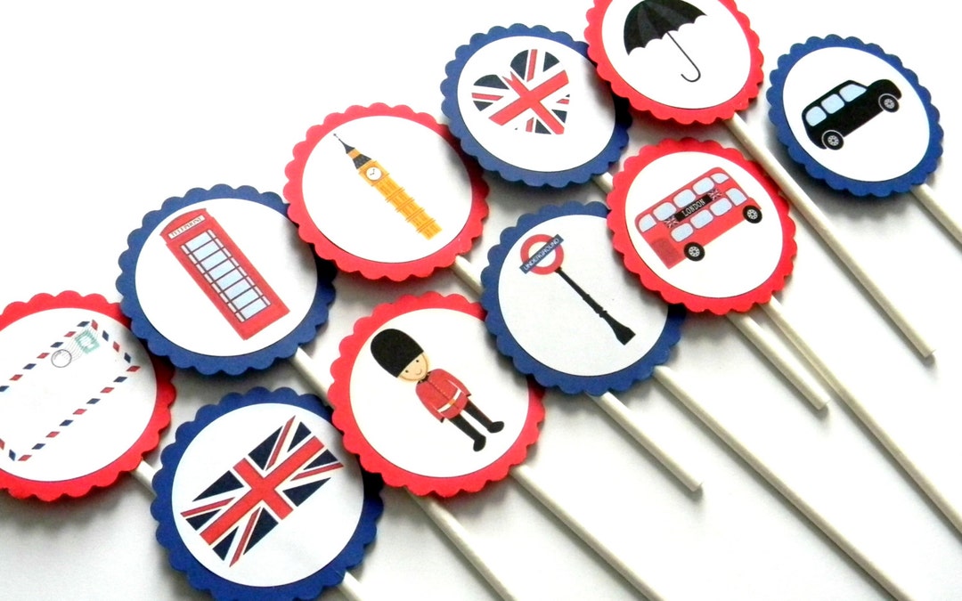 12 London Navy Cupcake Toppers, London Theme, Going Away Party, First ...