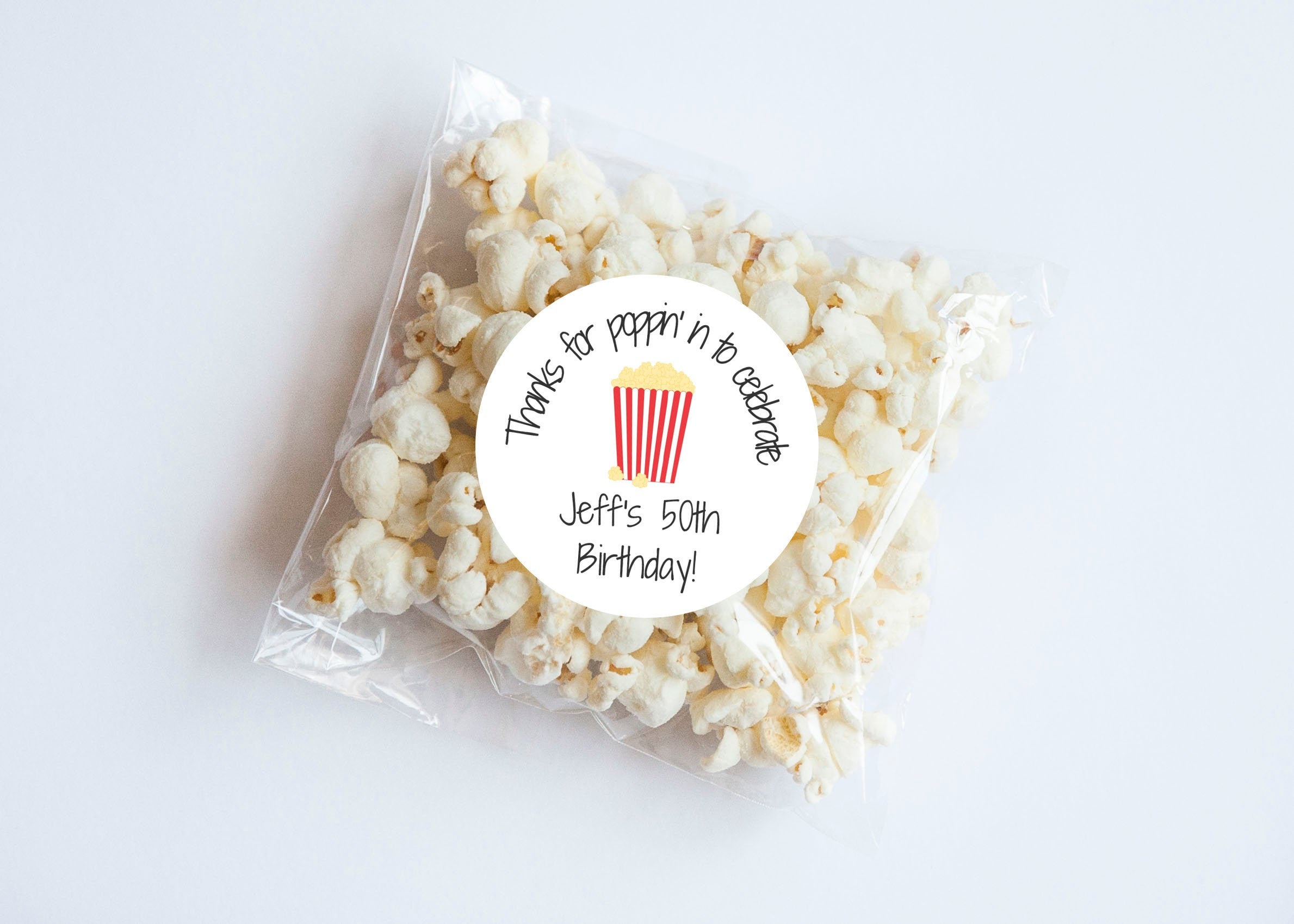 Popcorn Birthday Stickers Popcorn Favors First Birthday | Etsy