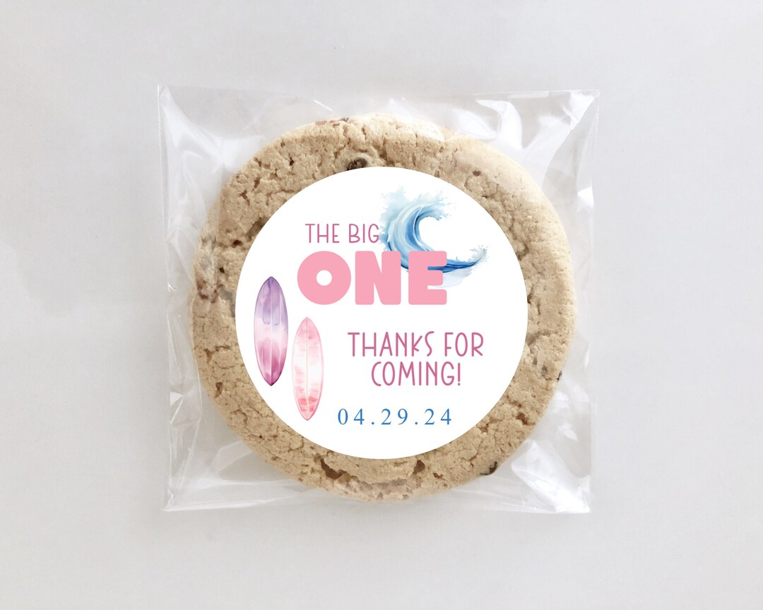 Big One Wave Pink Stickers, 1st Birthday, Surf Theme, First Birthday ...