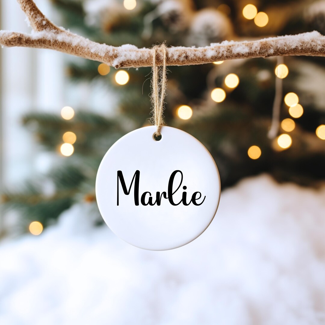Ceramic Name Ornament, Cursive, Custom Ornament, Holiday, Personalized ...