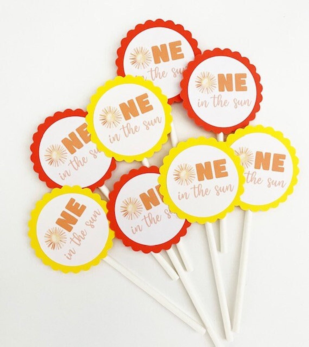 12 Sun Theme Cupcake Toppers, Party Decor, Sunshine, First Birthday ...