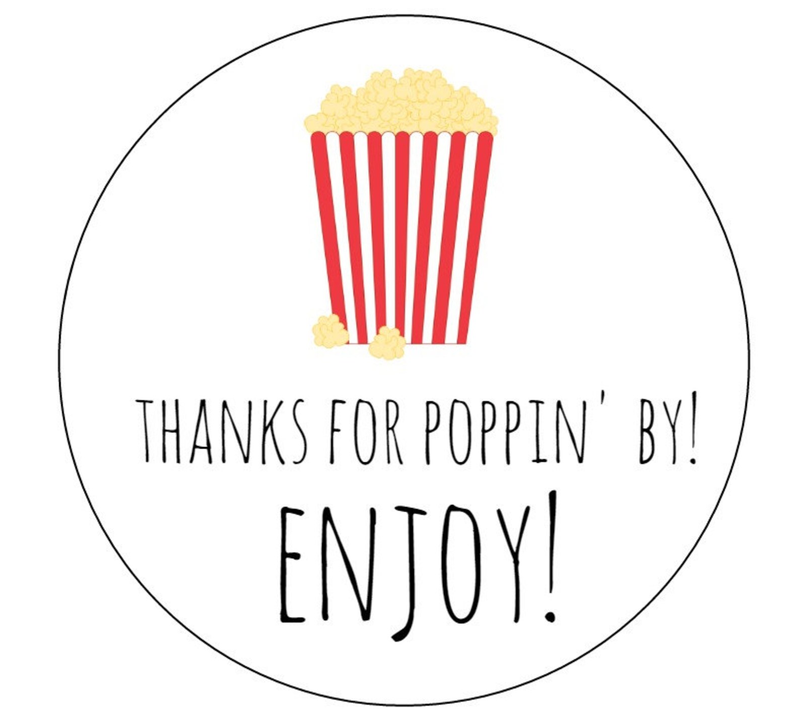 Popcorn Stickers Movie Birthday Movie Theme Thank You - Etsy