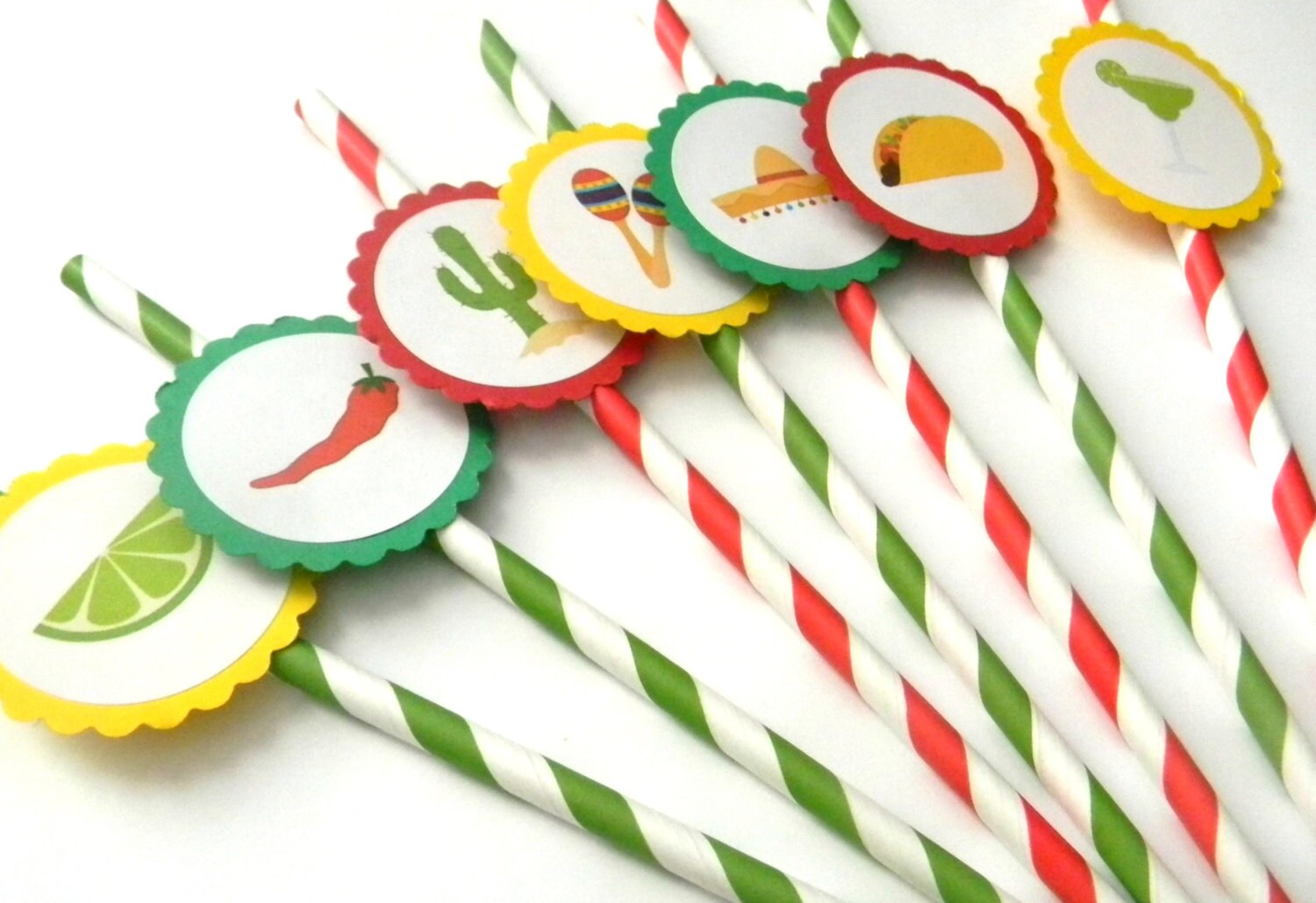 12 Fiesta Party Straws First Birthday Fiesta Theme Fiesta | Etsy
