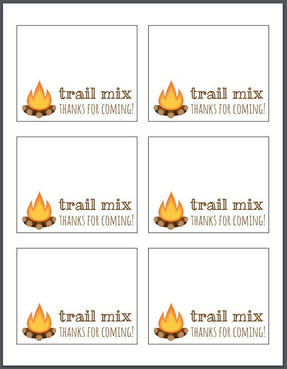 Trail Mix Bag Topper, Printable, Instant Download, Camping Printable ...