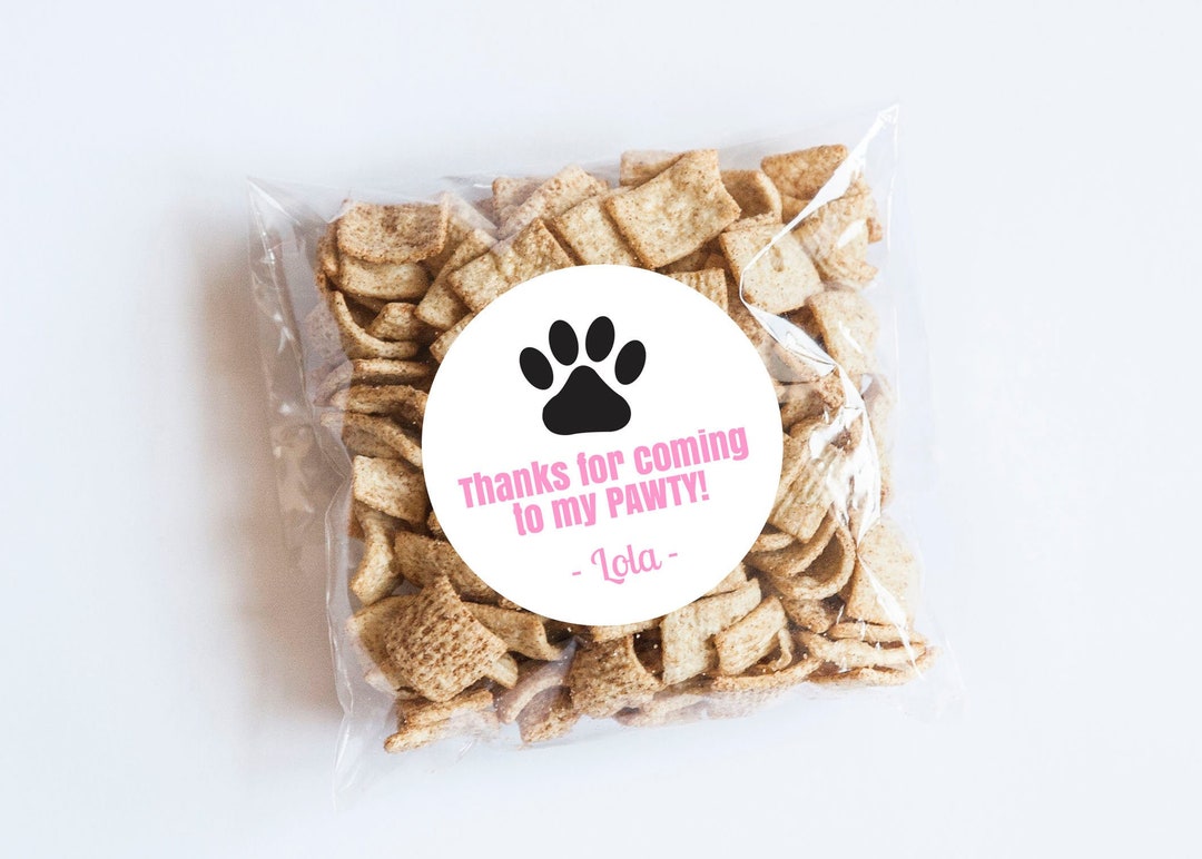 Paw Print Pink Stickers, Girl Dog, Paw Labels, Dog Party, Puppy ...