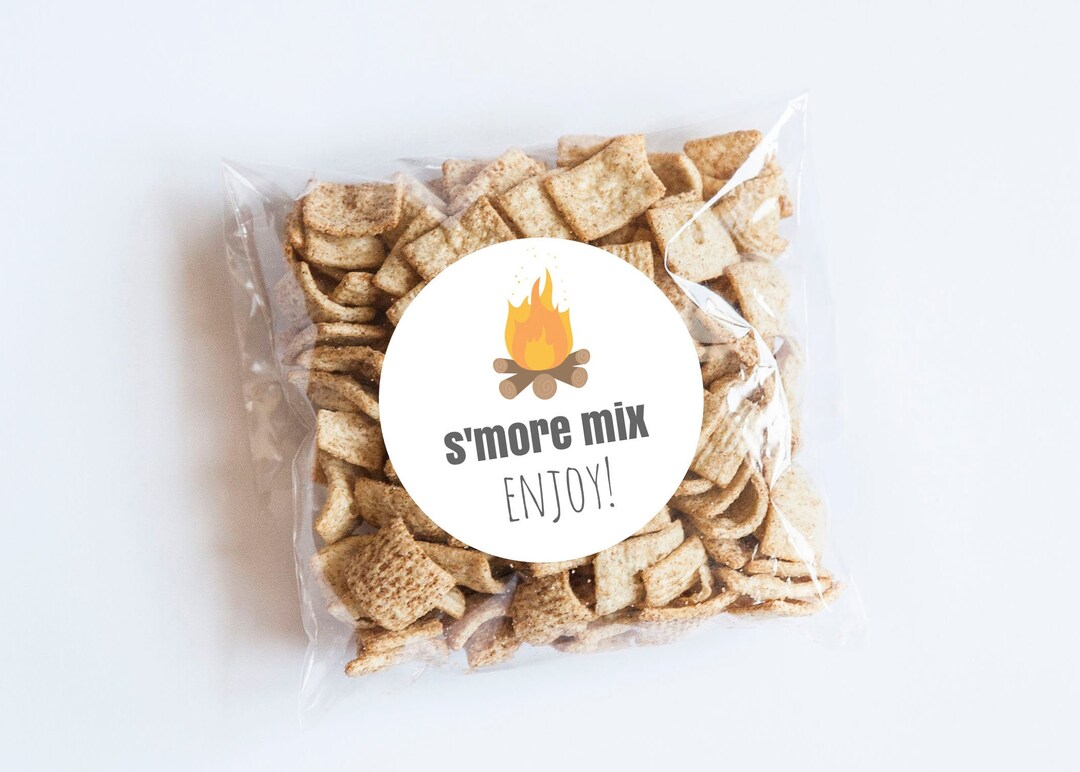 S'more Mix Stickers, Camping Theme, Camping Favors, Campfire Labels ...