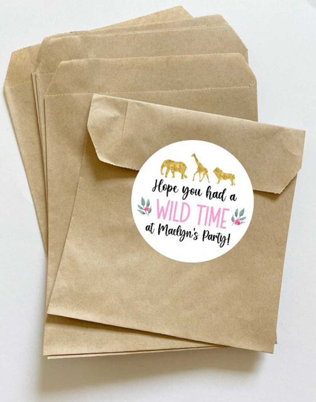 Wild Time Pink Safari Stickers, Wild One, Safari Animals Theme, Wild ...