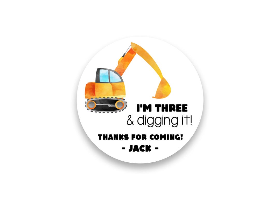 Digger Birthday Stickers, Birthday, Digging It, Construction Theme ...