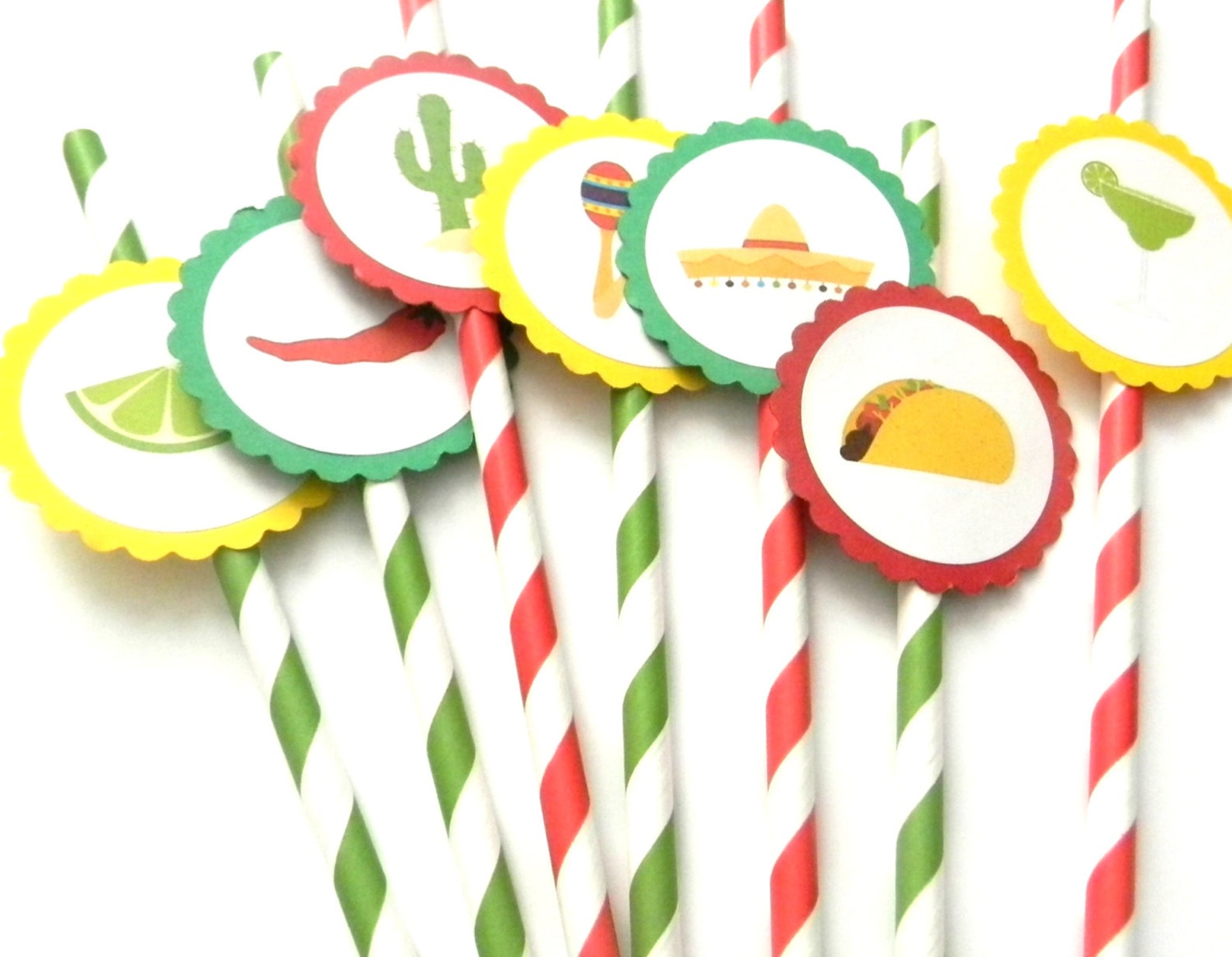 12 Fiesta Cupcake Toppers, Birthday Party, Taco Toppers, Mardi Gras ...