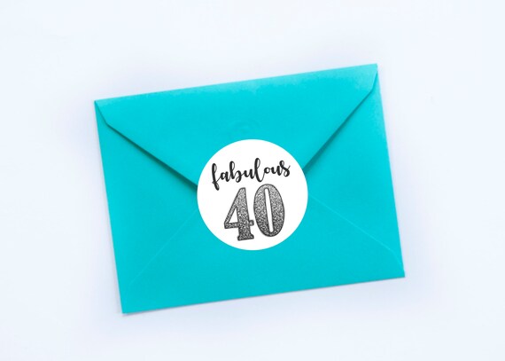 Fabulous 40 Silver Stickers, Silver Letters, Birthday Favors, Envelope ...