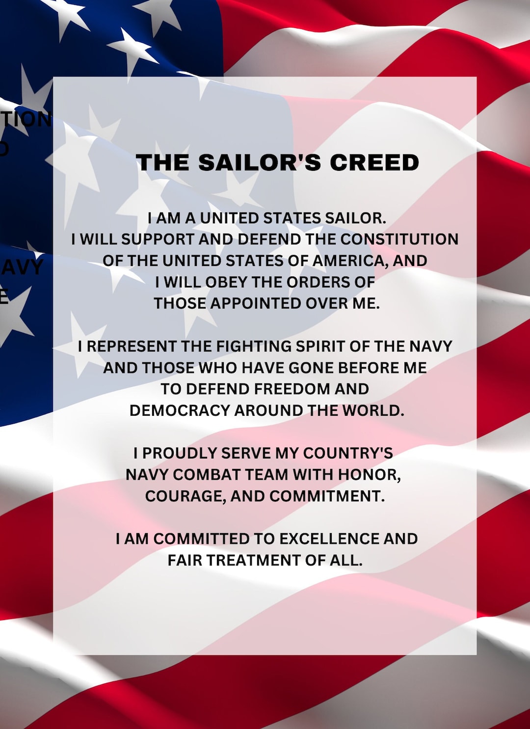The Sailor's Creed Wall Art Print: US Navy Gift (8x10) - Etsy