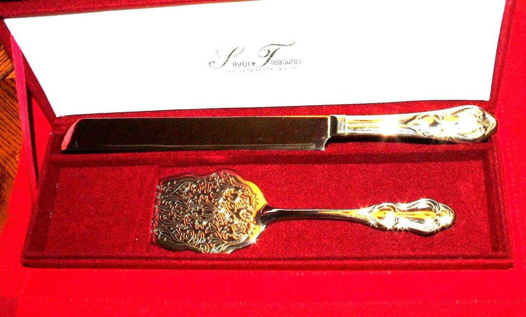 Godinger Silver Plated Cake Knife and Server Set in Box for Home ...