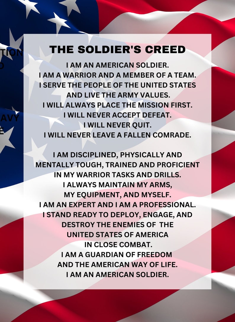 The Soldier's Creed Wall Art Print: Patriotic Gift (8x10) - Etsy