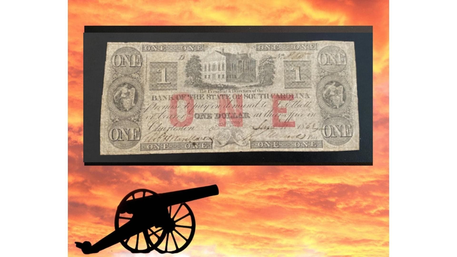 1863 SC One Dollar Bank Note CHARLESTON Low Nos Rare Civil War 1 1863-sc-one-dollar-bank-note-charleston-low-nos-rare-civil-war-1