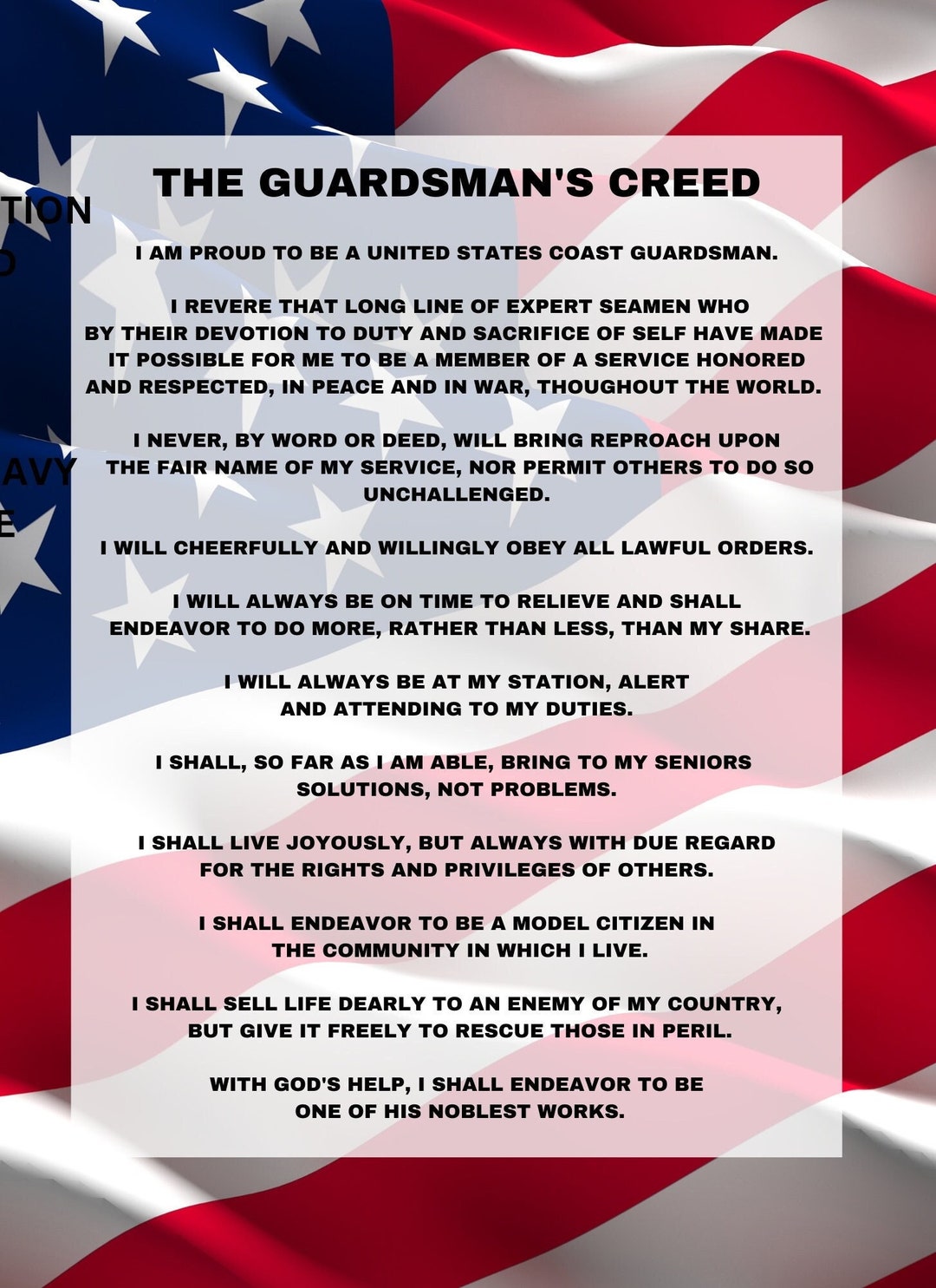 The COAST GUARDSMAN'S CREED Wall Art 8x10 Art Print - Etsy