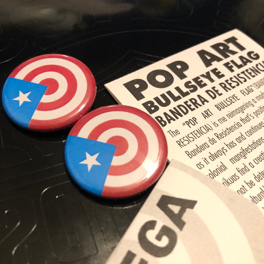 The pop Art Bullseye Puertorican Flag bandera De Resistencia 1.25 ...