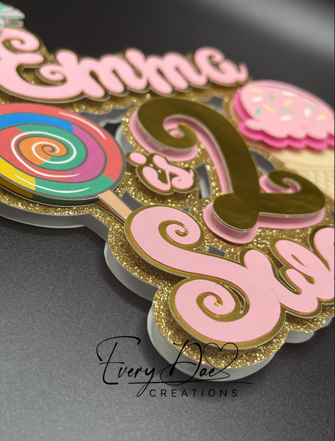 Two Sweet Cake Topper, 3D Cake Topper, Sweet Cake Topper, 2nd Birthday ...