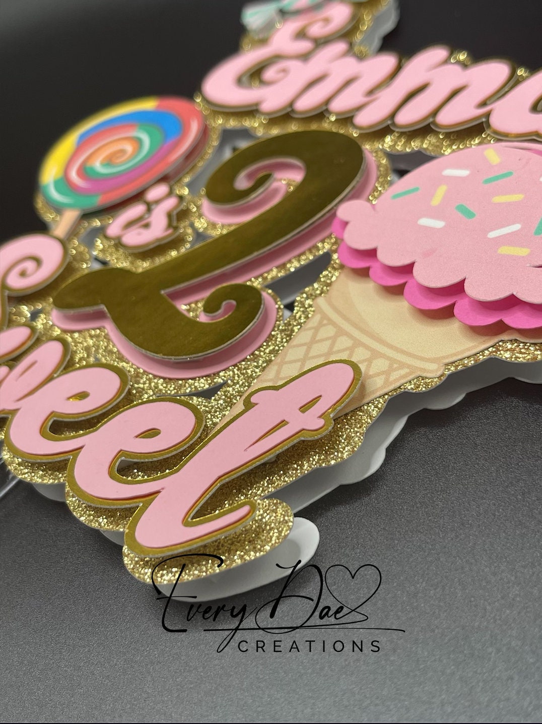 Two Sweet Cake Topper, 3D Cake Topper, Sweet Cake Topper, 2nd Birthday ...