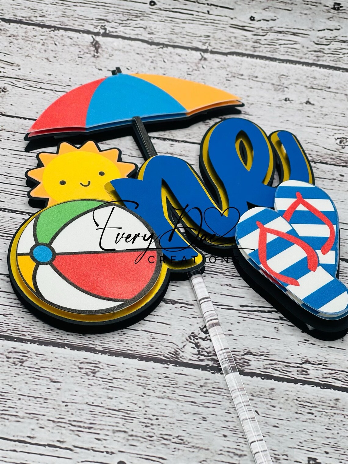 Beach Cake Topper, One Cake Topper, Beach Ball Cake Topper, Tropical ...