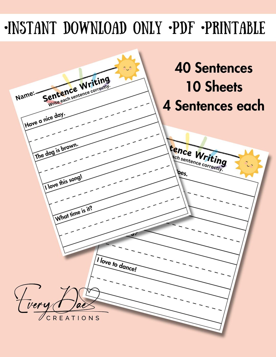 Sentence Writing Worksheets, Early Education, 1st Grade Worksheets, 2nd ...