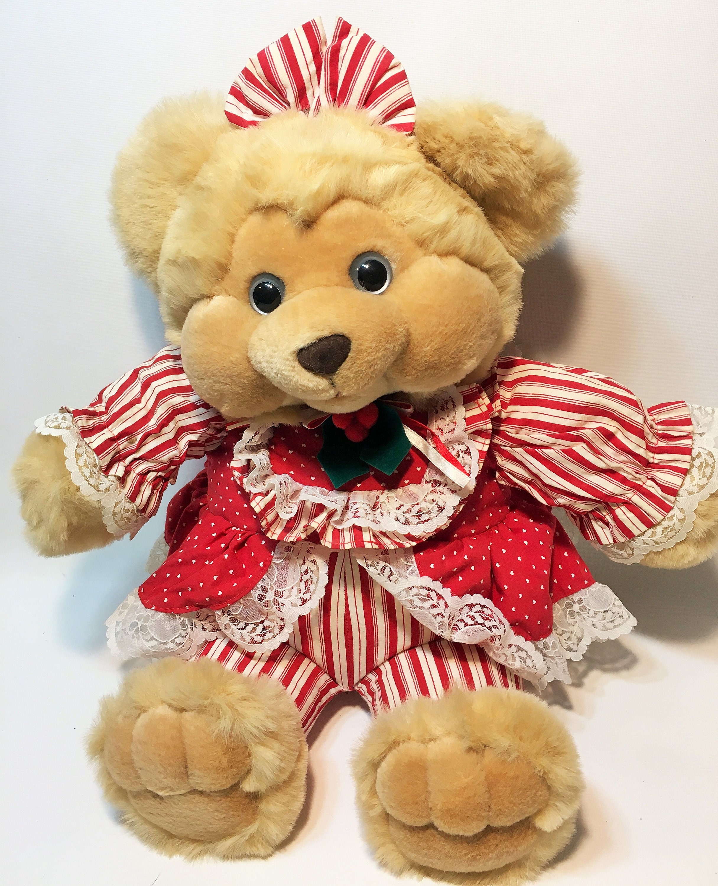 Dan Dee Teddy Bear RARE Plush Tan Stuffed Animal Red White - Etsy