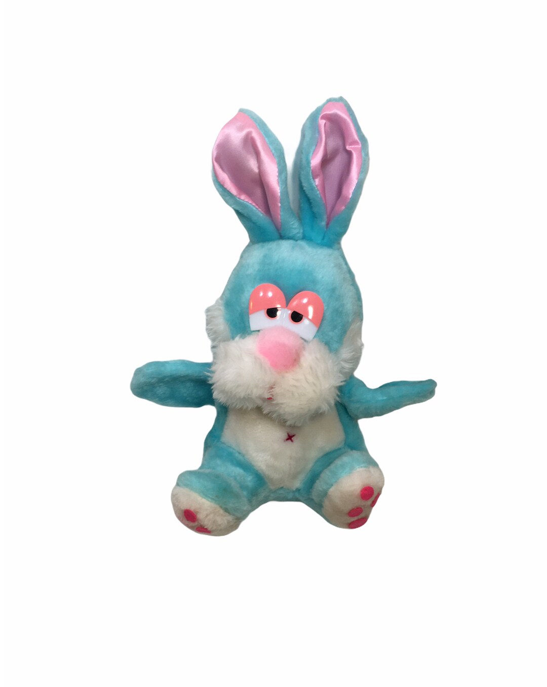 Vintage MTY Internacional conejo azul conejo peluche títere rosa satén ...