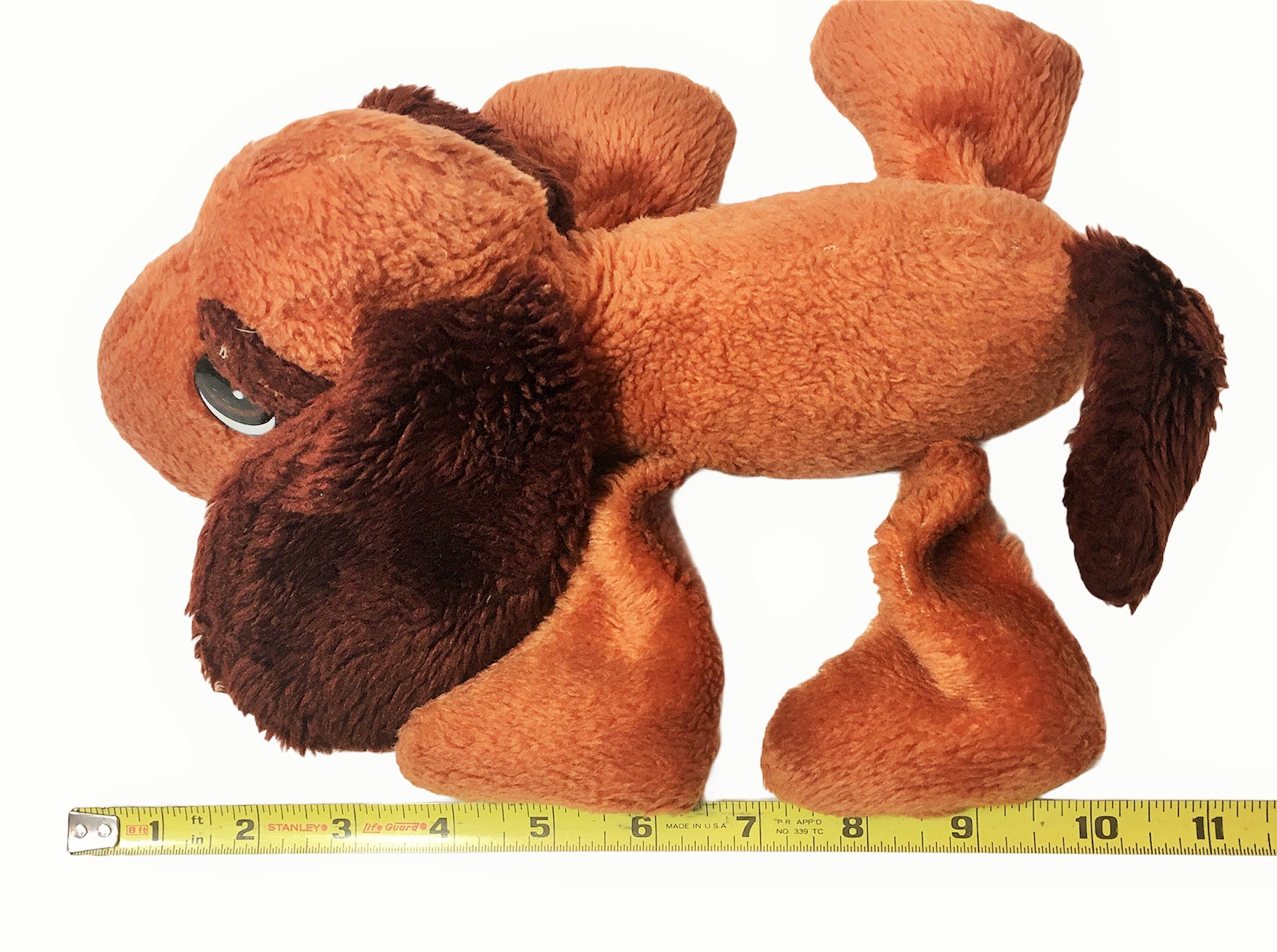 Vintage Drooper Dog Plush RARE Button Nose Copper Brown Stuffed Animal ...