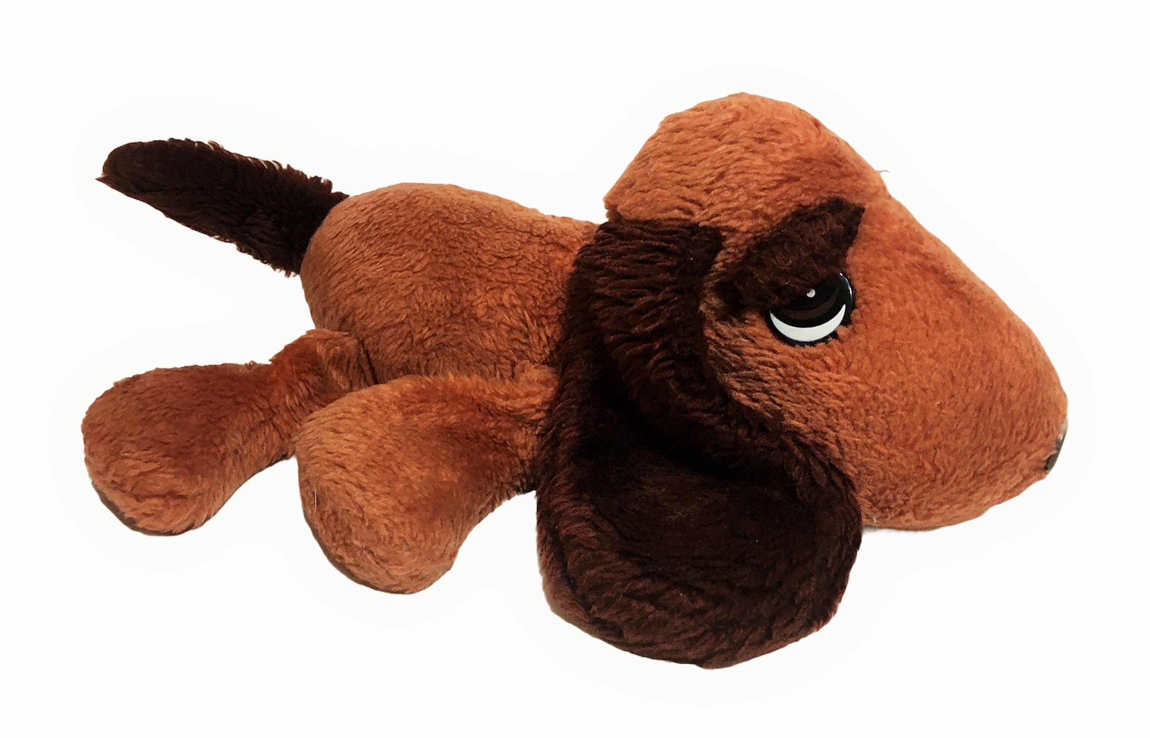 Vintage Drooper Dog Plush RARE Button Nose Copper Brown Stuffed Animal ...
