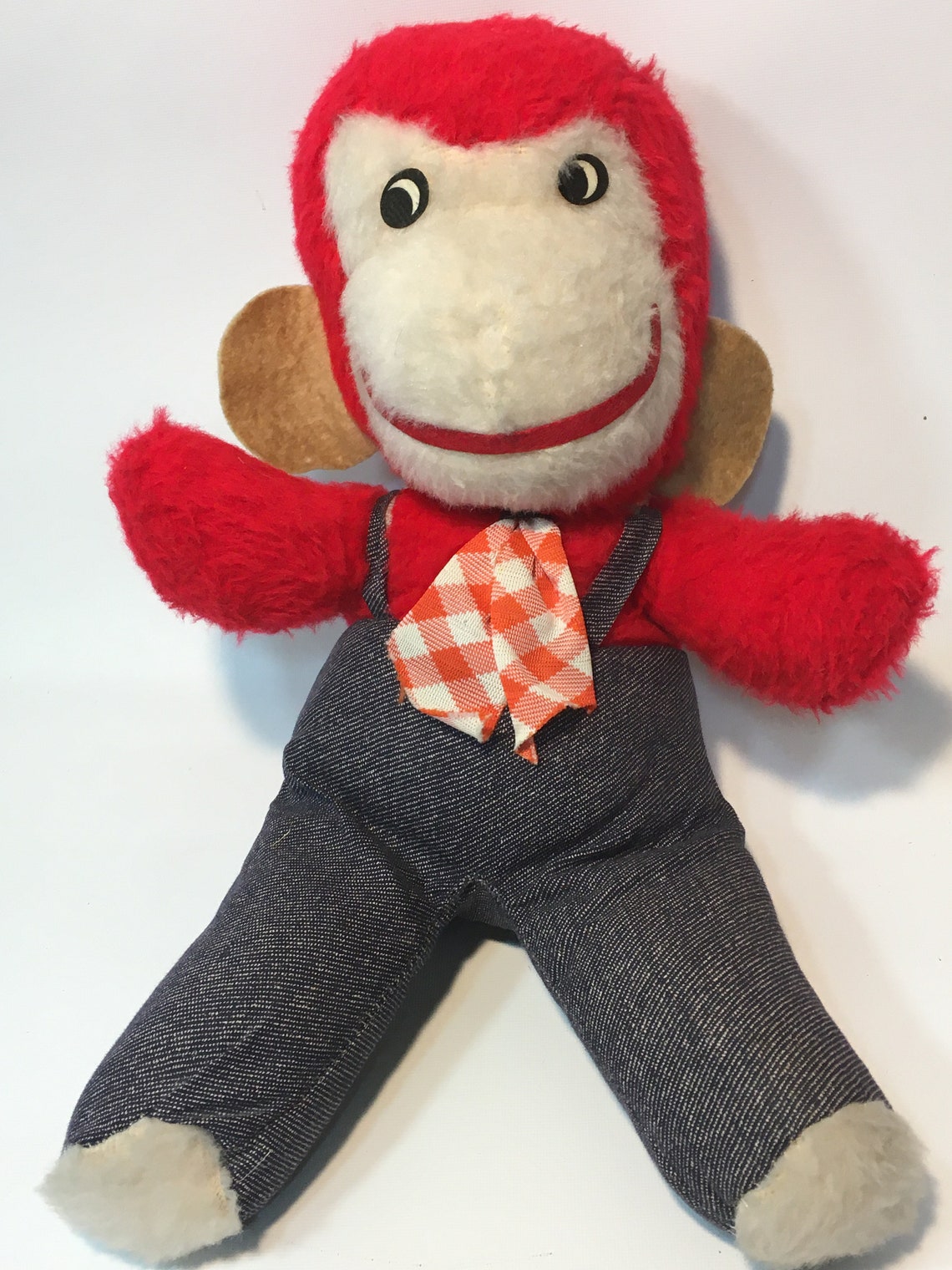 RARE Vintage Monkey Red Plush Chimp Stuffed Ape Animal Toy - Etsy