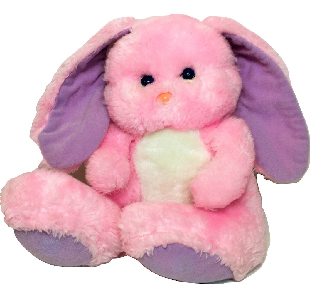 RARE Vintage Animal Fair Bunny Rabbit LARGE Pink Purple Plush Stuffed ...