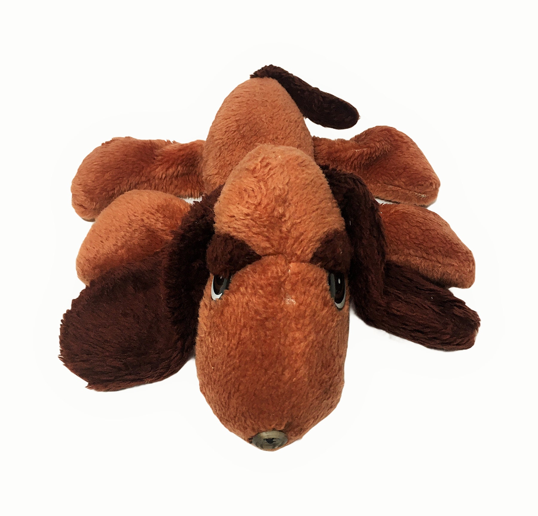 Vintage Drooper Dog Plush RARE Button Nose Copper Brown Stuffed Animal ...