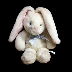 Ganz Bunny Rabbit NUZZLES White Plush Vintage 1998 Pink Lop Ears Ultra ...