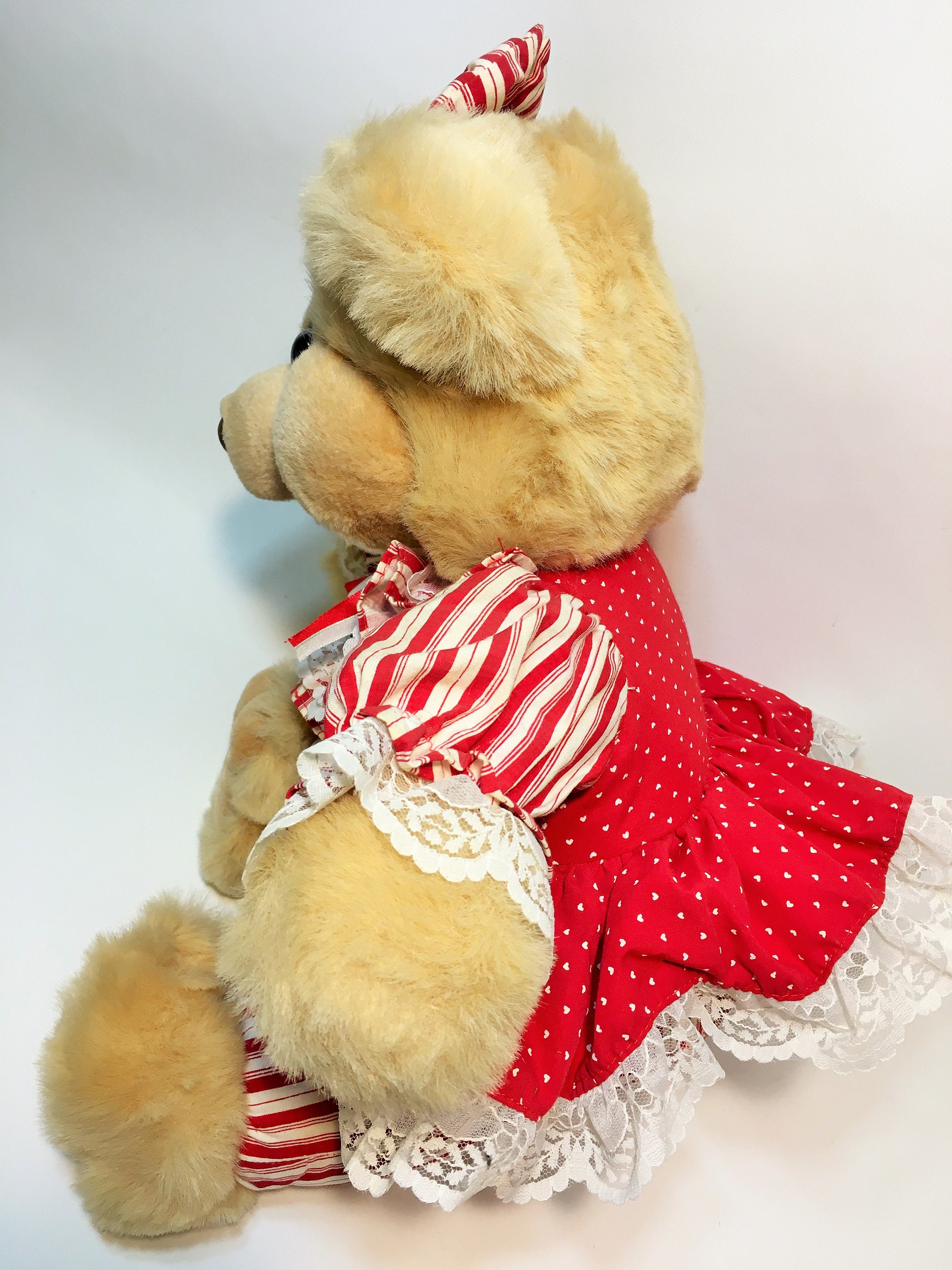 Dan Dee Teddy Bear RARE Plush Tan Stuffed Animal Red White - Etsy