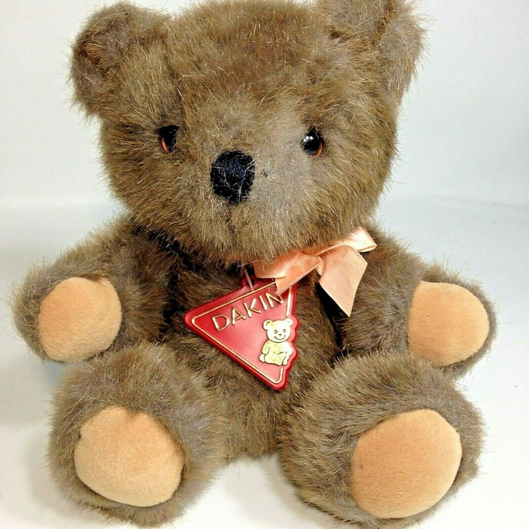 Dakin Teddy Bear Plush Vintage 1988 Brown Jointed Stuffed Toy Medallion ...