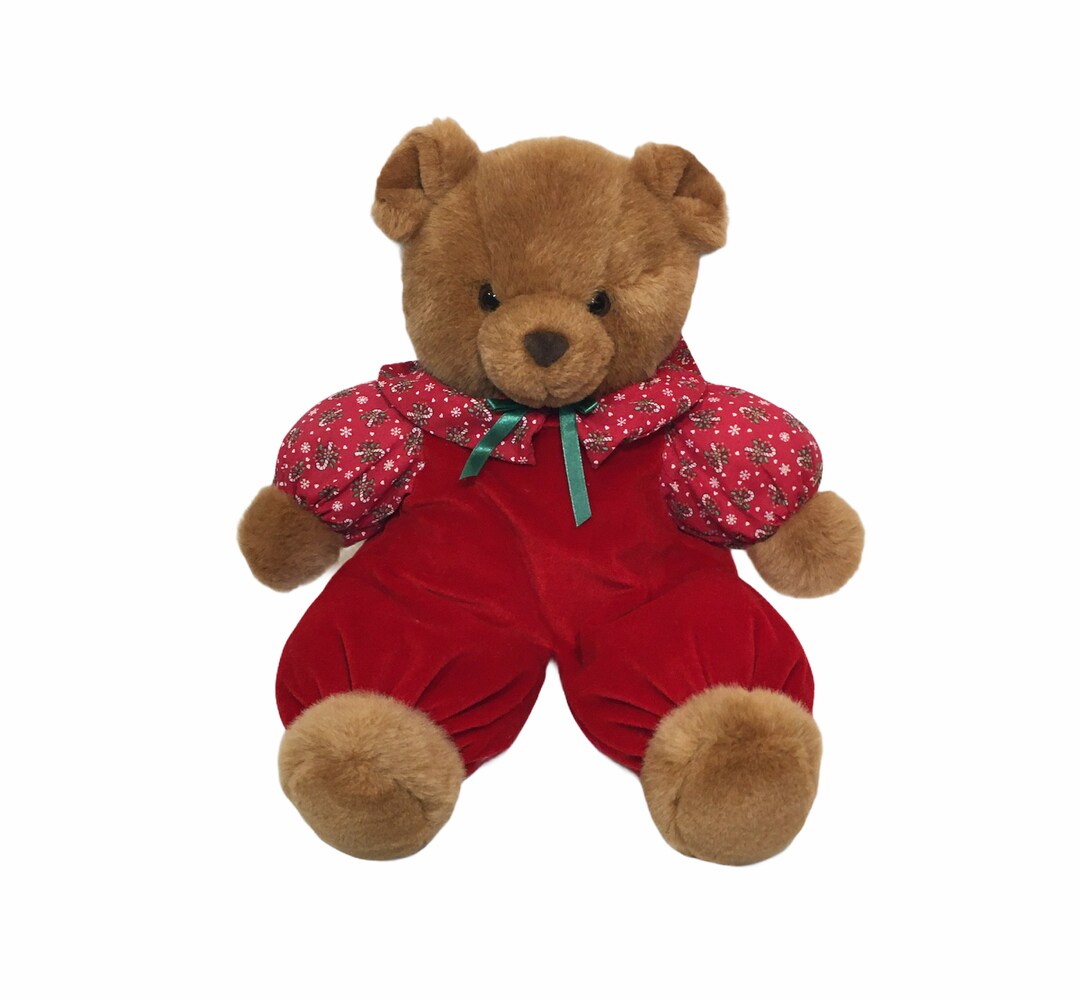 RARE HTF Vintage Russ Bunky Teddy Bear Red Stuffed Animal Plush Toy 18 ...