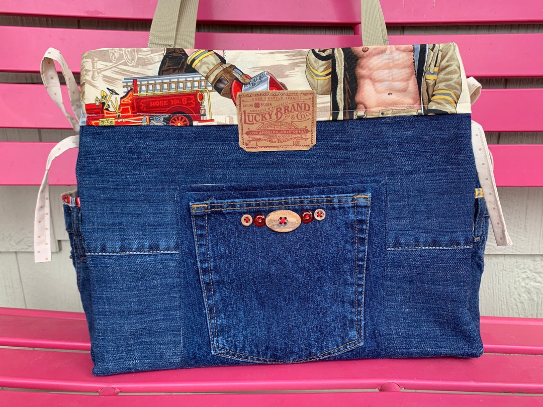 Feel the Heat-firefighter Denim Tote - Etsy