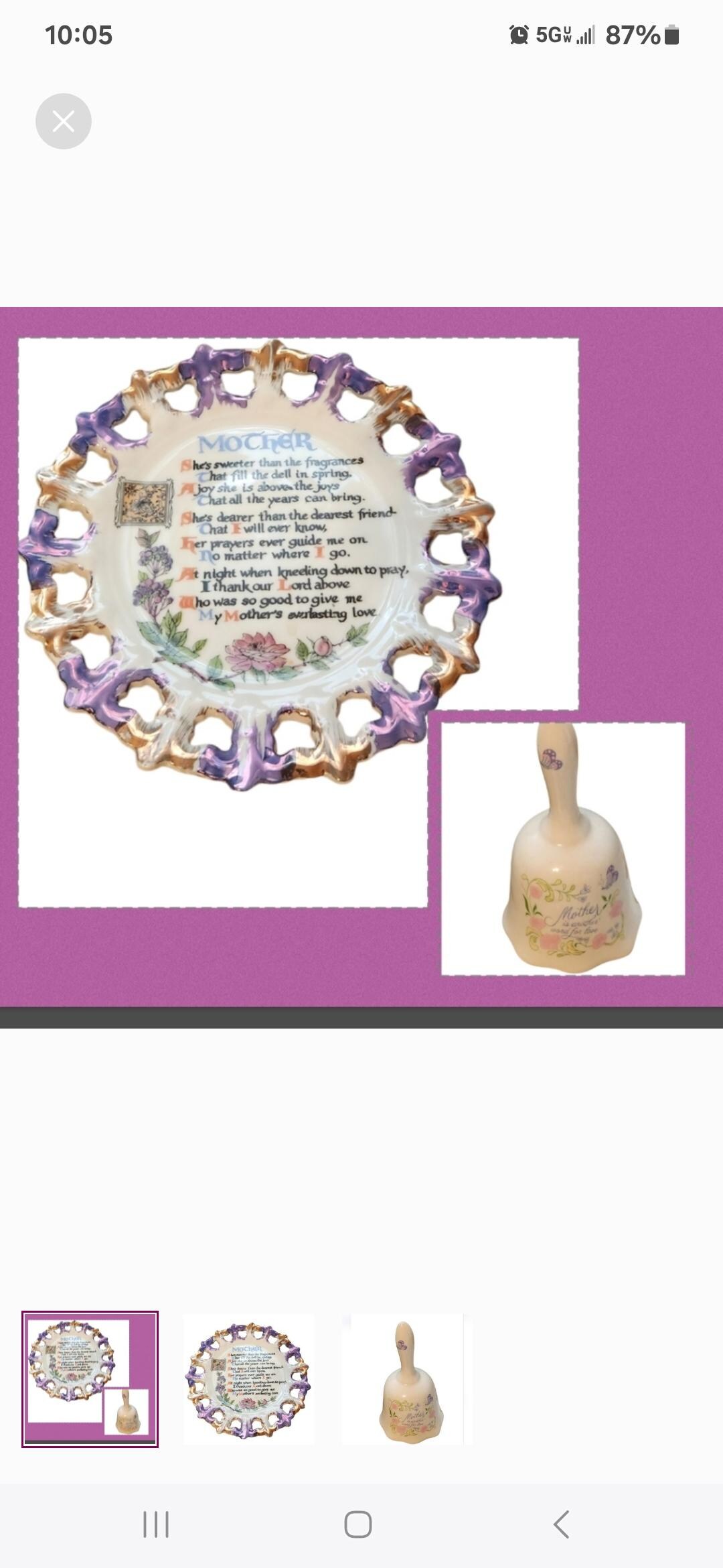 Mother's Poem Vintage Plate and Mom Bell - Etsy