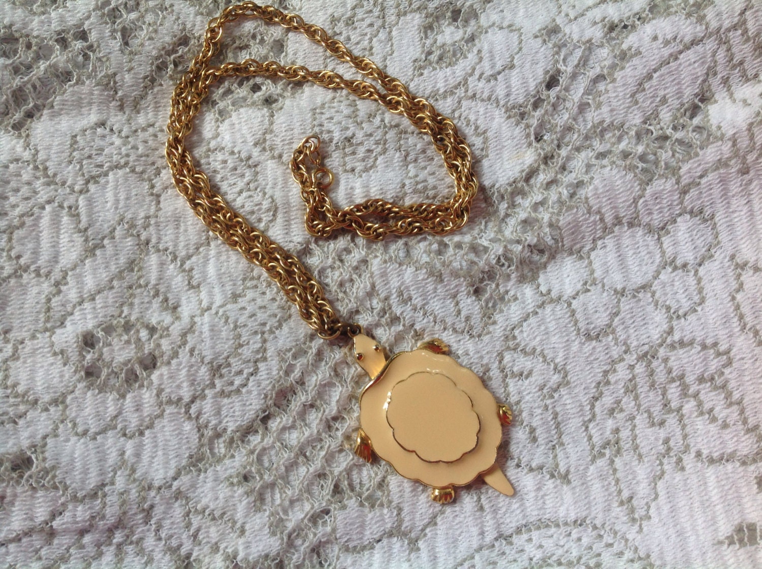 Vintage Enamel Turtle Necklace by ART Hinged Turtle Pendant - Etsy