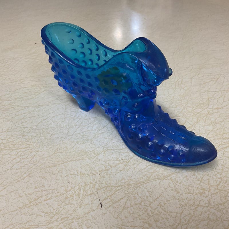 Fenton Glass Blue Shoe - Etsy
