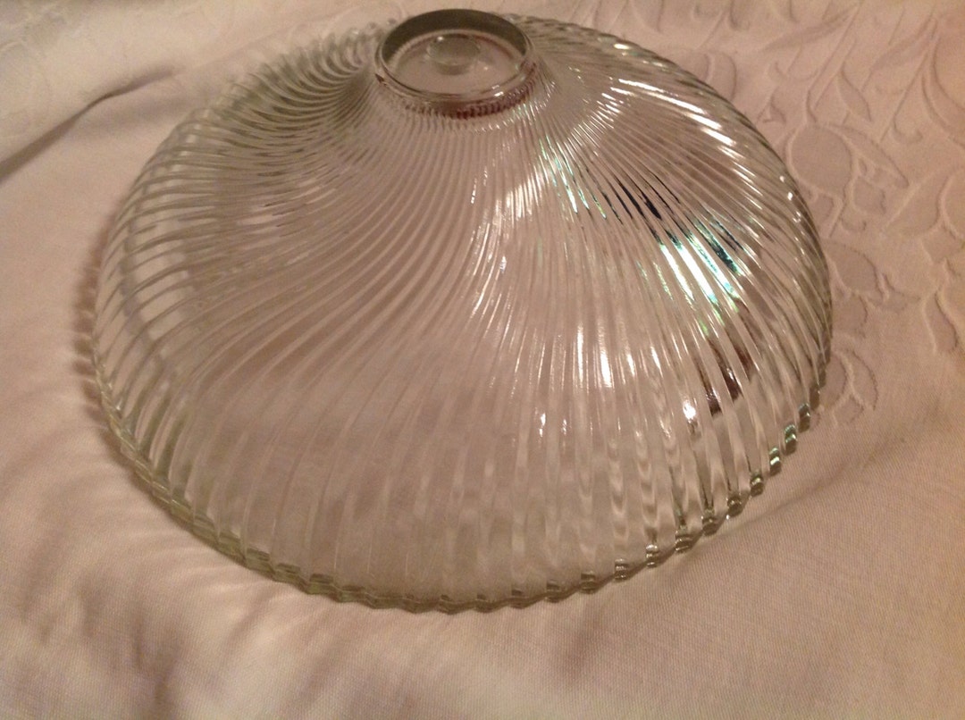 Round Glass Light Fixture Clear Glass Light Fixture Swirl Pattern Light ...