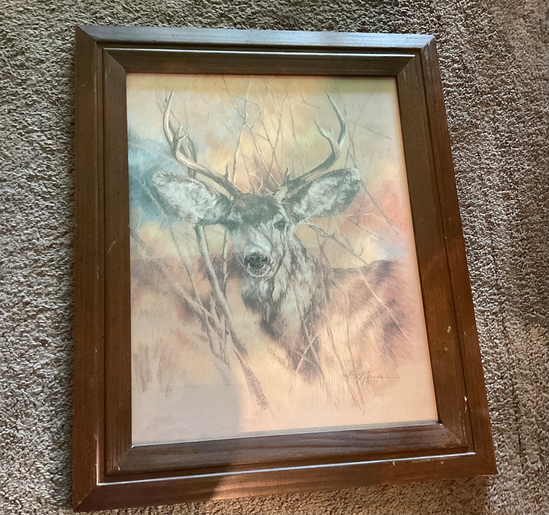 Vintage Deer Framed Print Home Interiors Deer Print the Silent Buck - Etsy