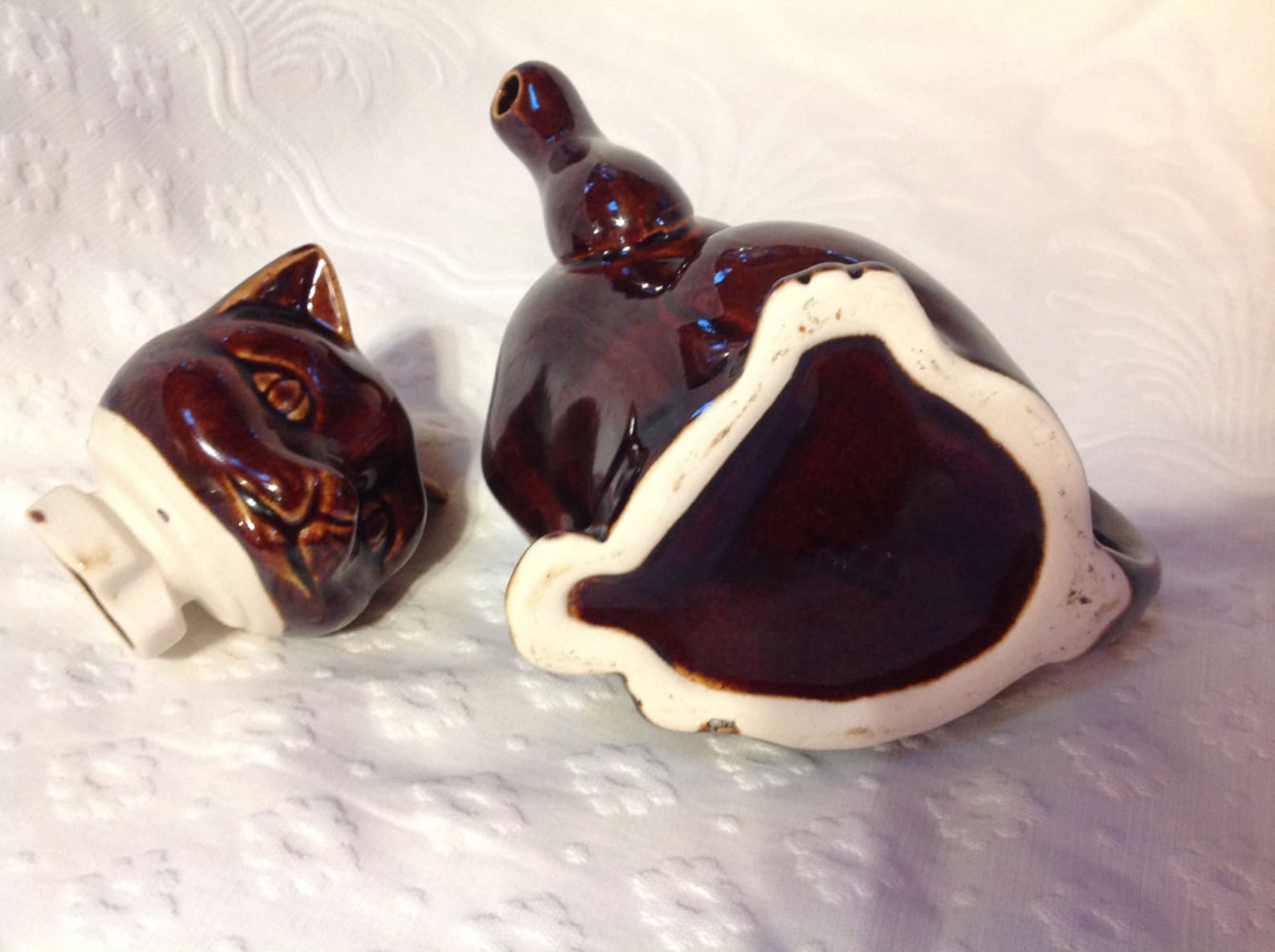 Vintage Cat Creamer Brown Glazed Cat Teapot/creamer - Etsy