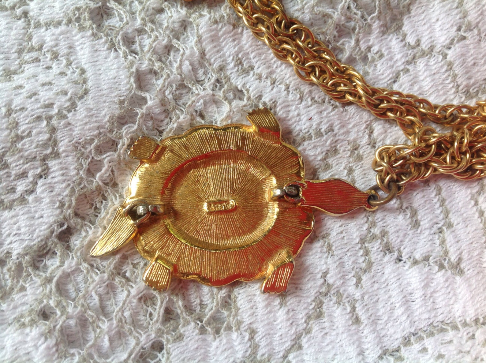Vintage Enamel Turtle Necklace by ART Hinged Turtle Pendant - Etsy