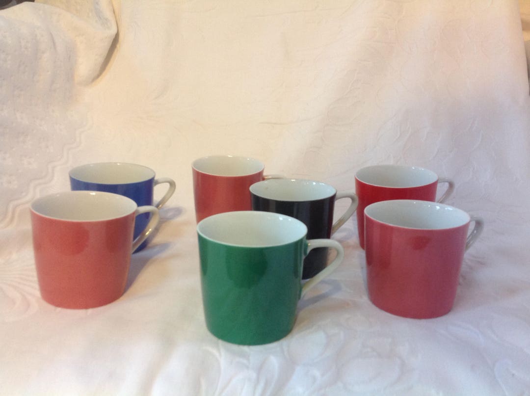 Vintage Colored Coffee Cups Seven Multi Colored Coffee Cups / Mugs ...
