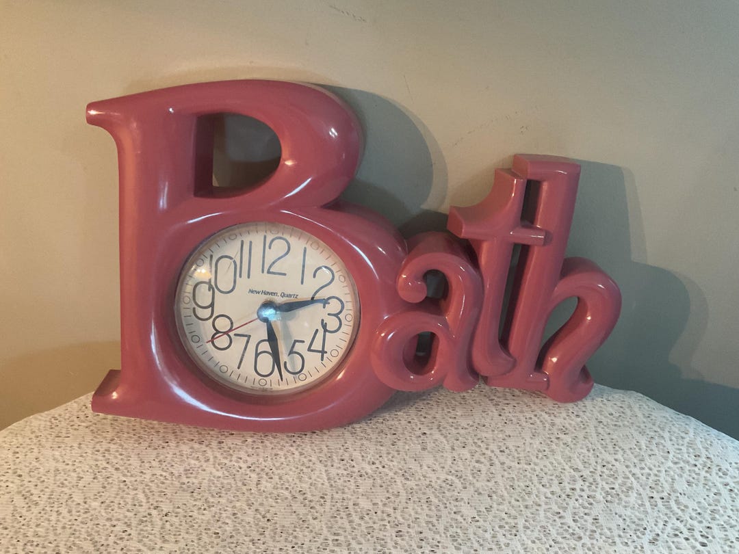 Vintage Burwood Bath Wall Clock Pink Wall Clock Bath Clock Battery ...