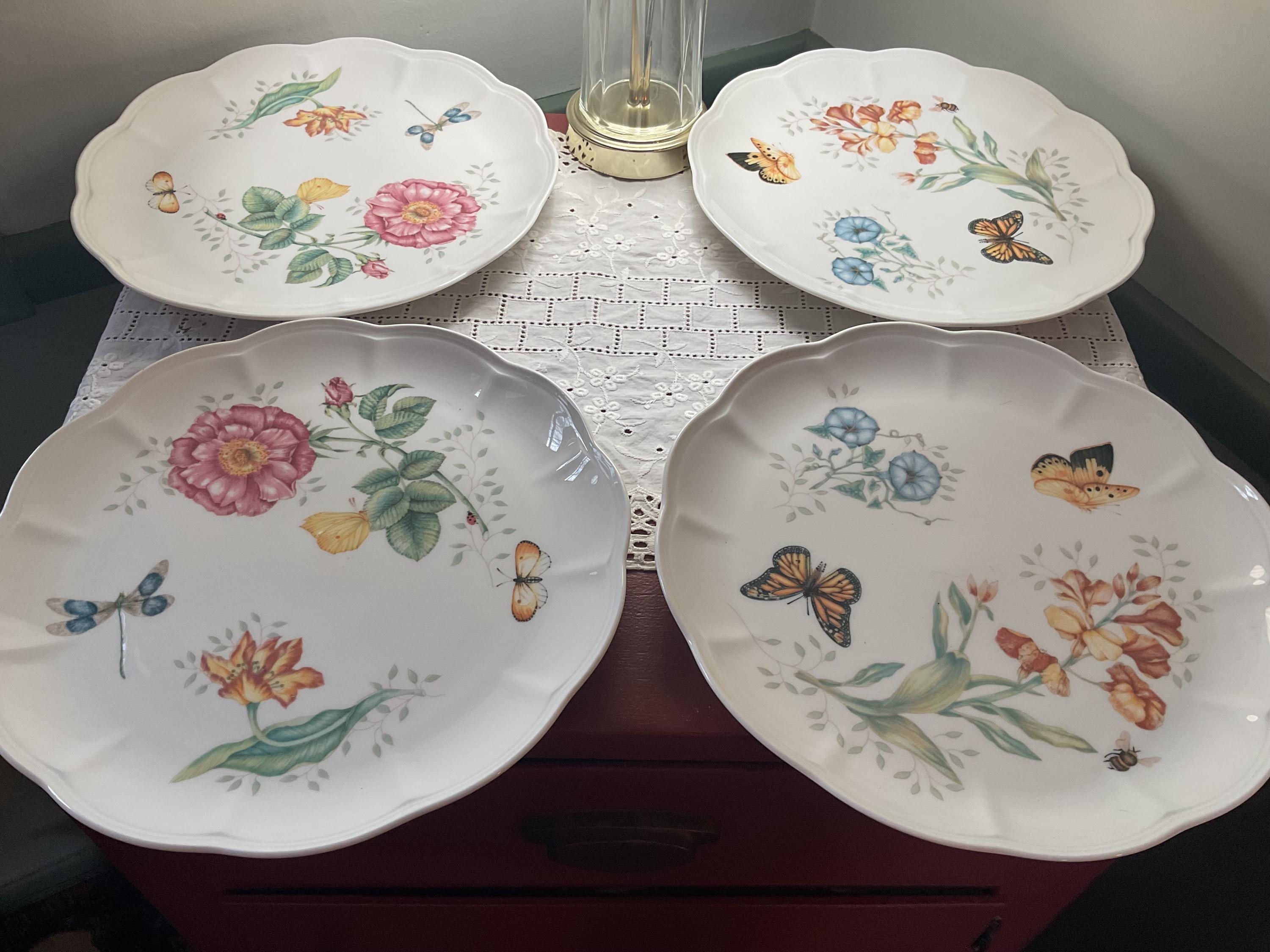 Lenox Dinner Plates Set of 4 Butterfly Meadow Monarch and Dragonfly - Etsy